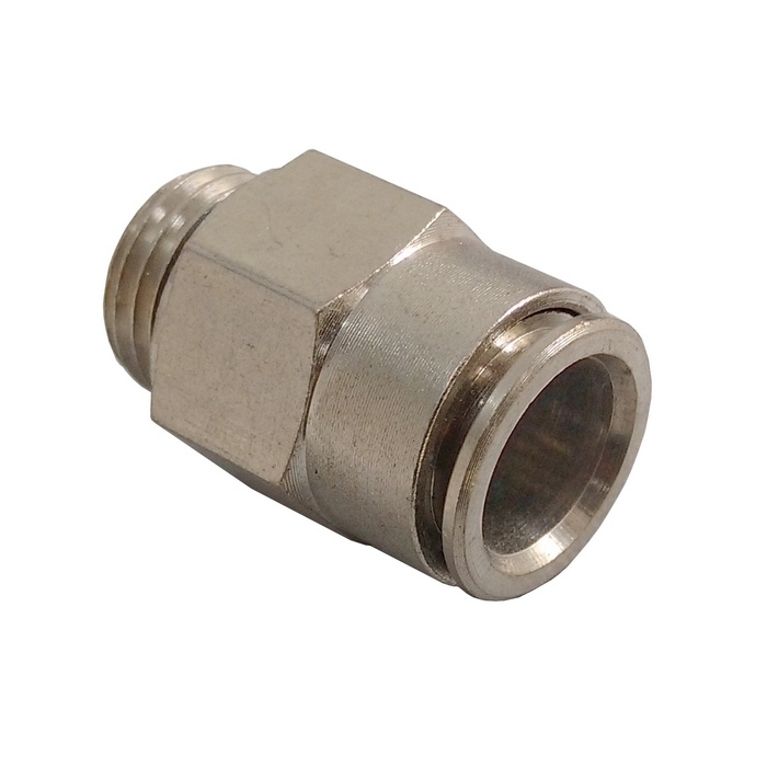 Conector Reto Tubo 8 x Rosca Macho 1/2" BSP - MPC-G (Conexão Pneumática Metálica) Cód. 203033